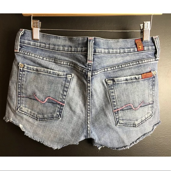 7 For All Mankind | Shorts | 7fam Pink Stitch Cut Off Denim Jean Shorts ...